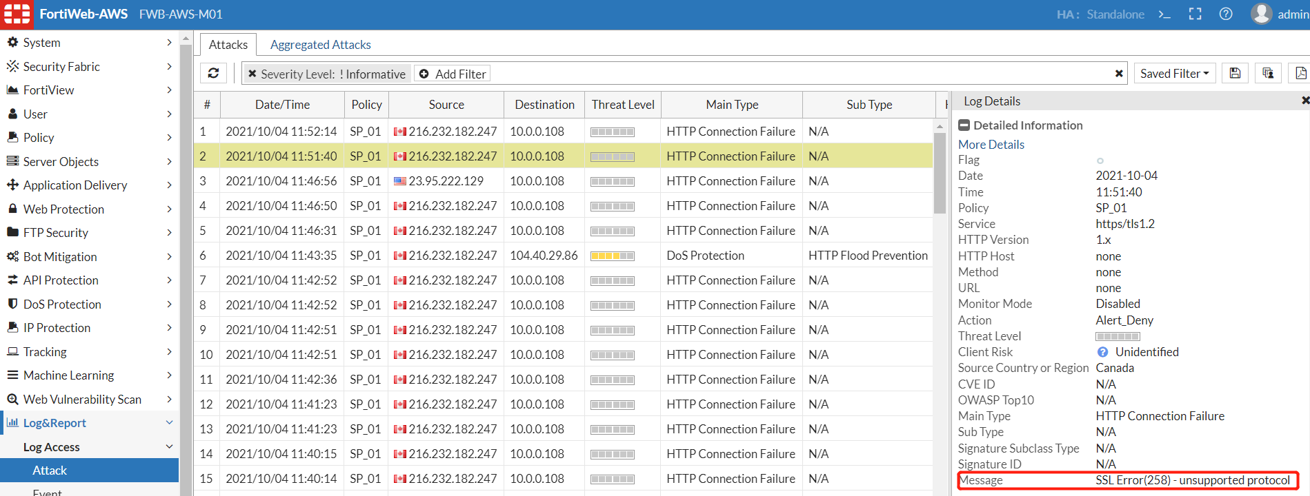 How to check attack logs in FortiWeb | FortiWeb 7.4.1 | Fortinet Document Library